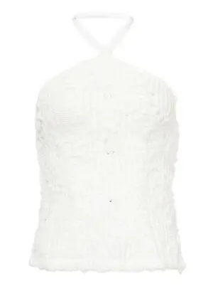 AMY LYNN Floral Halterneck Crochet Top - White