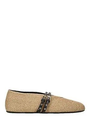 Alaïa Woven Ballerina Ballet Flats - Beige Comb