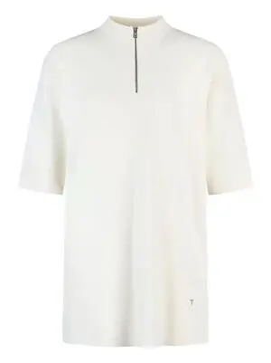 TOD'S Zip-neck Short-sleeve Polo Top - White