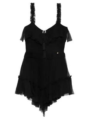 NISSA Tassel-detail Mini Dress - Black