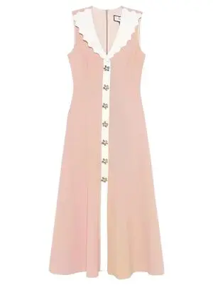 NISSA Scallop-collar Midi Dress - Pink