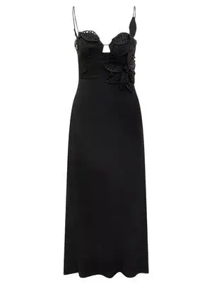 Farm Rio Lace-embellished Slip Dress - Black