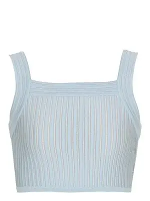 Balmain Knitted Stripe Crop Top - Blue