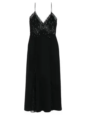 NISSA Sequin-embellished Midi Dress - Black