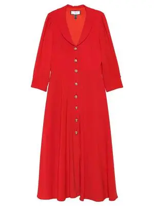 NISSA Button-down Midi Dress - Red