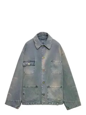 Prada Distressed-effect Jacket - Blue