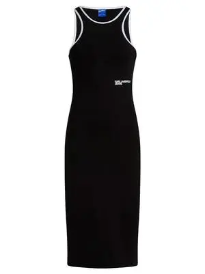 Karl Lagerfeld Sleeveless Midi Dress With Contrast Trim - Black