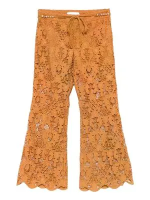 Zimmermann Coco Lace Flared Trousers - Brown