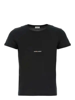 Saint Laurent Logo-print Cotton T-shirt - Black