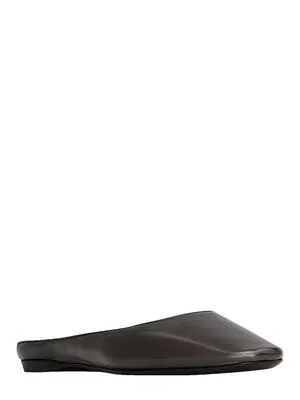 Saint Laurent Lido Square Toe Slip-on Flats - Eagle Brown Lambskin