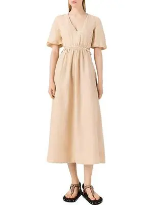 Maje Linen Maxi Dress - Beige