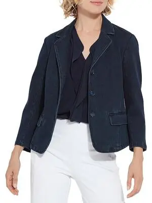 Lyssé Della Denim Cropped Blazer - Indigo