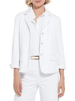 Lyssé Della Denim Cropped Blazer - White