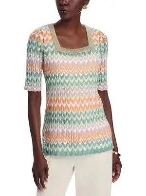 Misook Square Neck Tunic - Paradise Green/multi