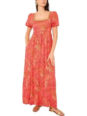 Vince Camuto Square Neck Maxi Dress - Orange Multi