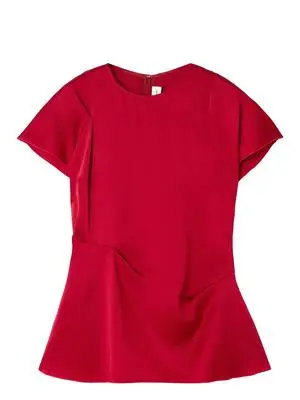 Victoria Beckham Draped Satin Top - Red