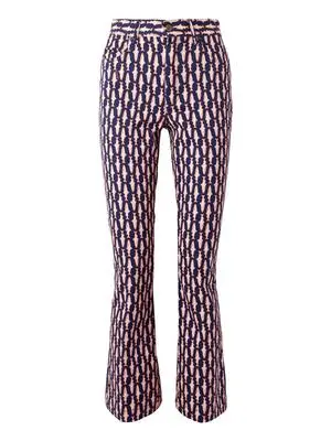 La DoubleJ Cropped Printed Flared Jeans - Multi
