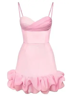 POST MERIDIEM Draped Ruffle Mini Dress - Pink