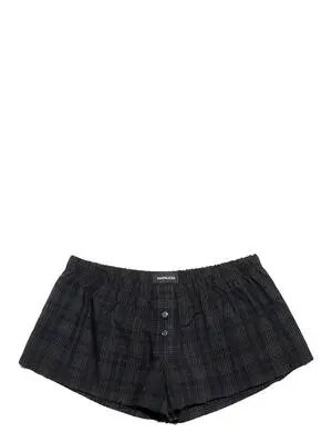 MAINLESS Plaid Button-Front Shorts