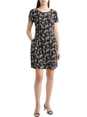 CONNECTED APPAREL Floral Print Dress - Black