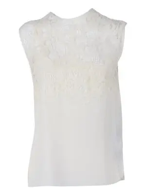 FABIANA FILIPPI Silk Crepe Top With Lace Detail
