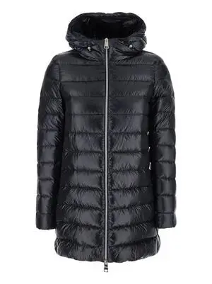 Herno Tech Fabric Down Jacket With Fixed Hood - Black