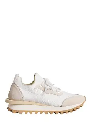 Eleventy Suede-trim Low-top Sneakers - White