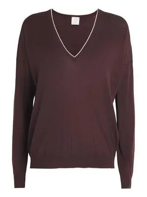 Eleventy Wool V-neck Sweater - Burgundy