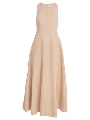 Eleventy Linen A-line Midi Dress - Beige