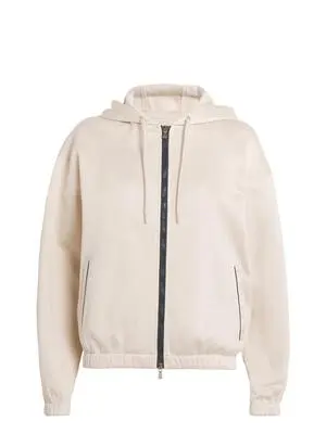 Eleventy Cotton-blend Zip-up Hoodie - Beige