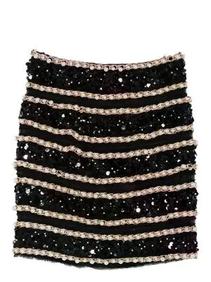 Balmain Striped Mini Skirt - Black