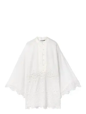 CRISTIANO MARCHELI Maria Silk-trimmed Guipure Lace And Cotton Kaftan - White