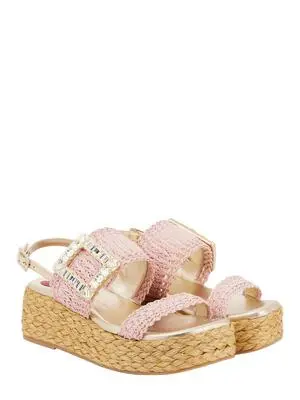 ROGER VIVIER Espa 60 Raffia Platform Sandals - Pink