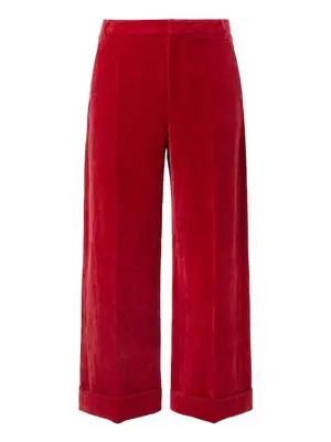 Valentino Garavani Cotton And Linen Velvet Wide-leg Pants - Red
