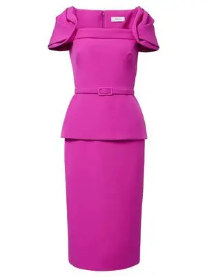 Safiyaa Belted Peplum Midi Dress - Purple