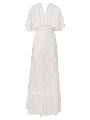 Elie Saab Embroidered Cotton-blend Lace Gown - White
