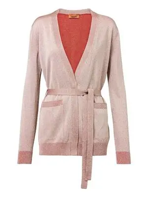 Missoni Belted Lamé Wrap Cardigan - Pink