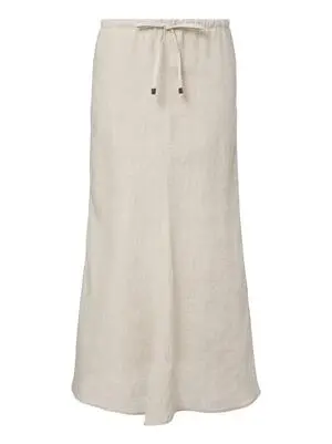 Brunello Cucinelli Monili Linen Maxi Skirt - Beige