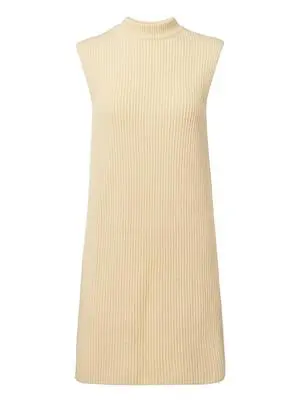 JIL SANDER Oversized Ribbed-knit Wool Vest - White