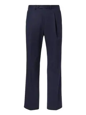 SAMAN AMEL Cotton And Cashmere Straight Pants - Blue