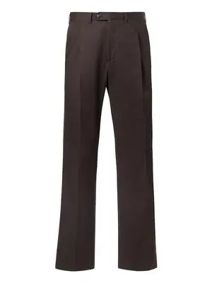 SAMAN AMEL Cotton And Cashmere Blend Tailored Pants - Brown