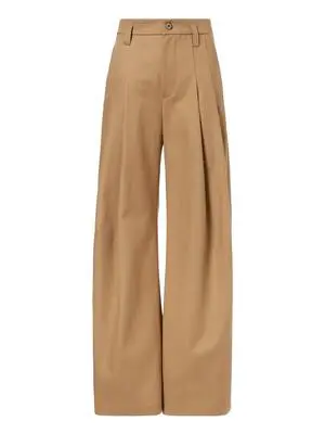 Brunello Cucinelli Monili Cotton Wide-leg Pants - Beige