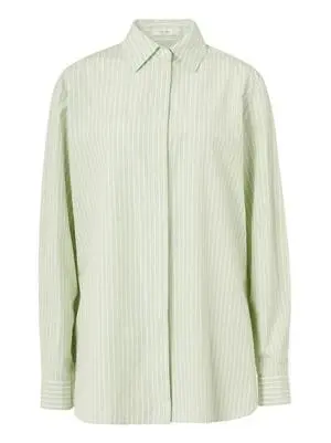 THE ROW Vanda Striped Cotton Shirt - Green