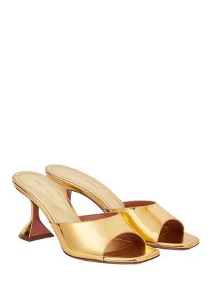 Amina Muaddi Lupita 70 Metallic Leather Mules - Gold
