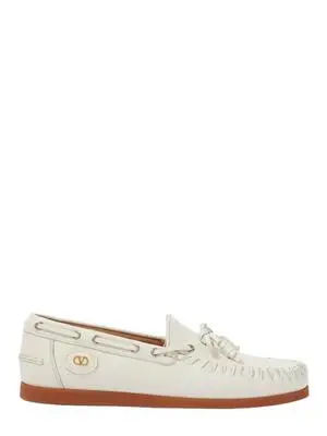 Valentino Garavani Leather Boat Shoes - White
