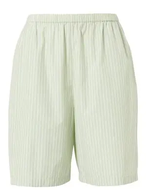 THE ROW Zinnia Striped Cotton Poplin Bermuda Shorts - Green