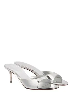Amina Muaddi Jeanne 60 Mirrored Leather Mules - Silver