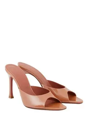 Amina Muaddi Alexa 95 Patent Leather Mules - Brown