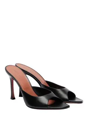 Amina Muaddi Alexa 95 Leather Mules - Black