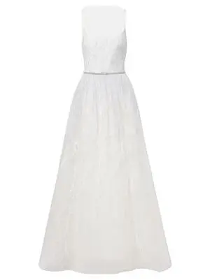 Elie Saab Embroidered Tulle Gown - White